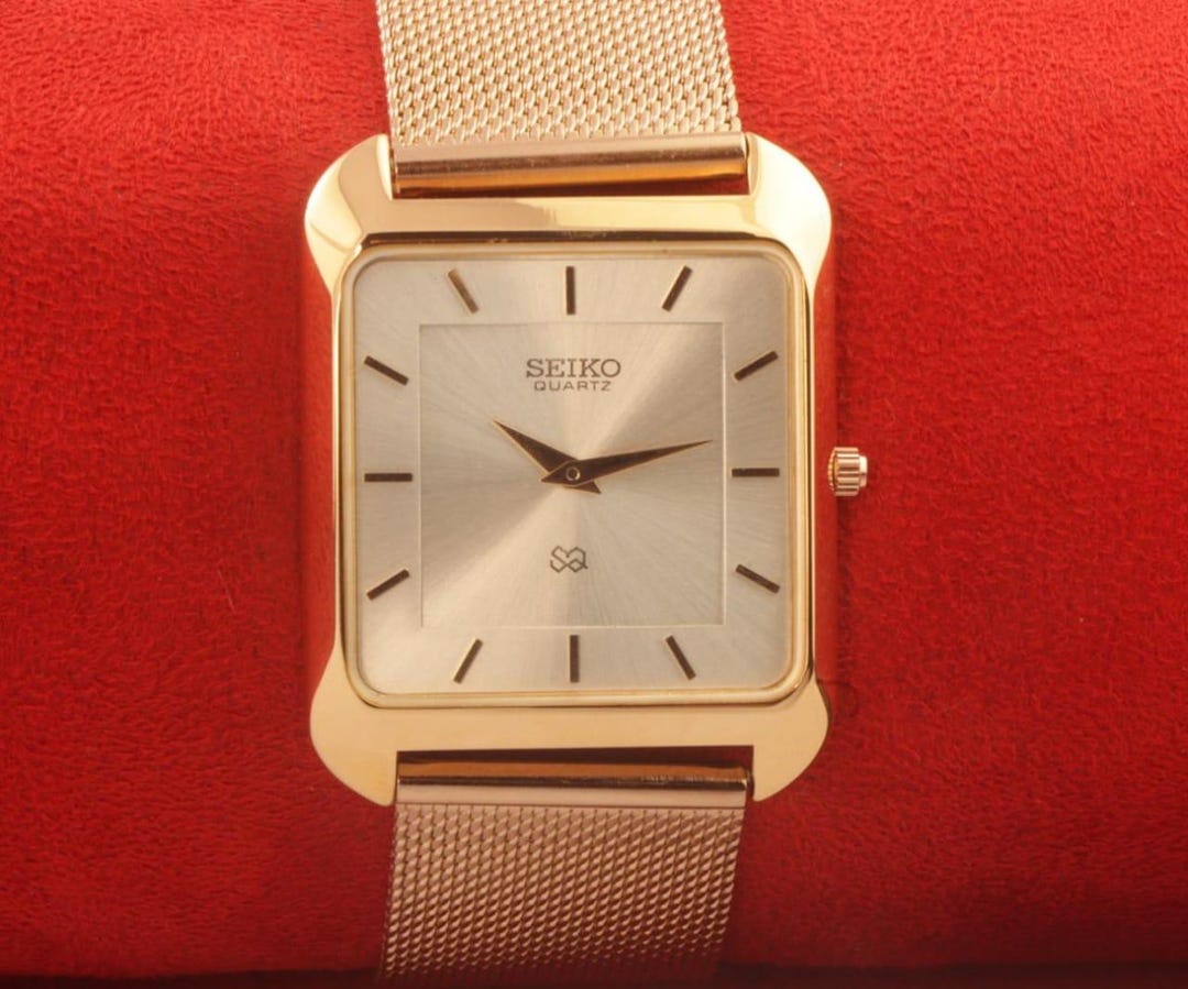 USED Seiko Quartz Mens Copper Finish Silver Dial Working Wrist Watch ...