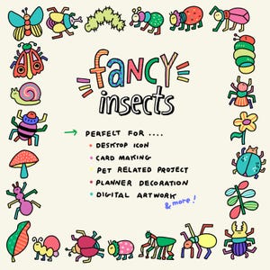 Fancy Insects PNG Clipart Pack - Etsy