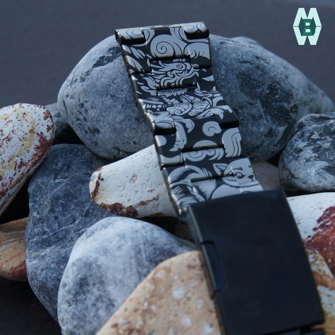 For Garmin Venu Guardian Flame Metal Watch Band Personalize Stainless ...