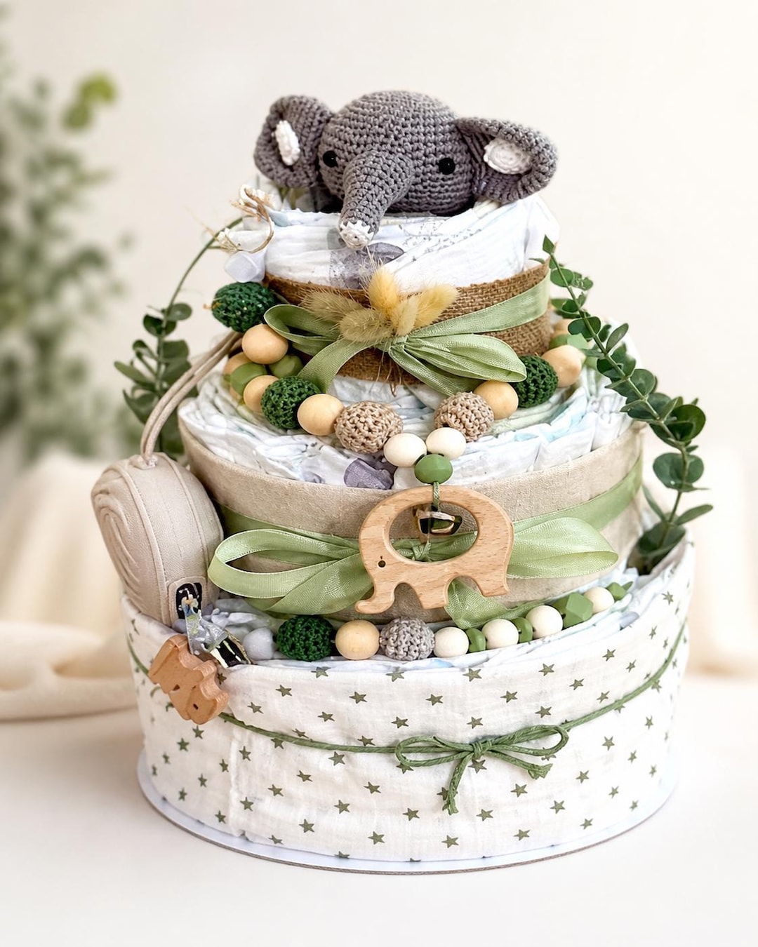 Windeltorte Elefant Premium – Geschenk zur Geburt personalisierbar ...
