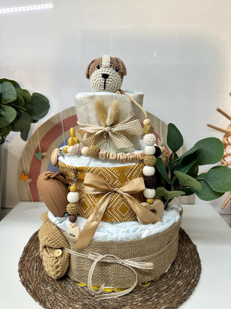 Neutral Dog Diaper Cake, Unisex Diaper Cake, Gift for Birth, Baby ...