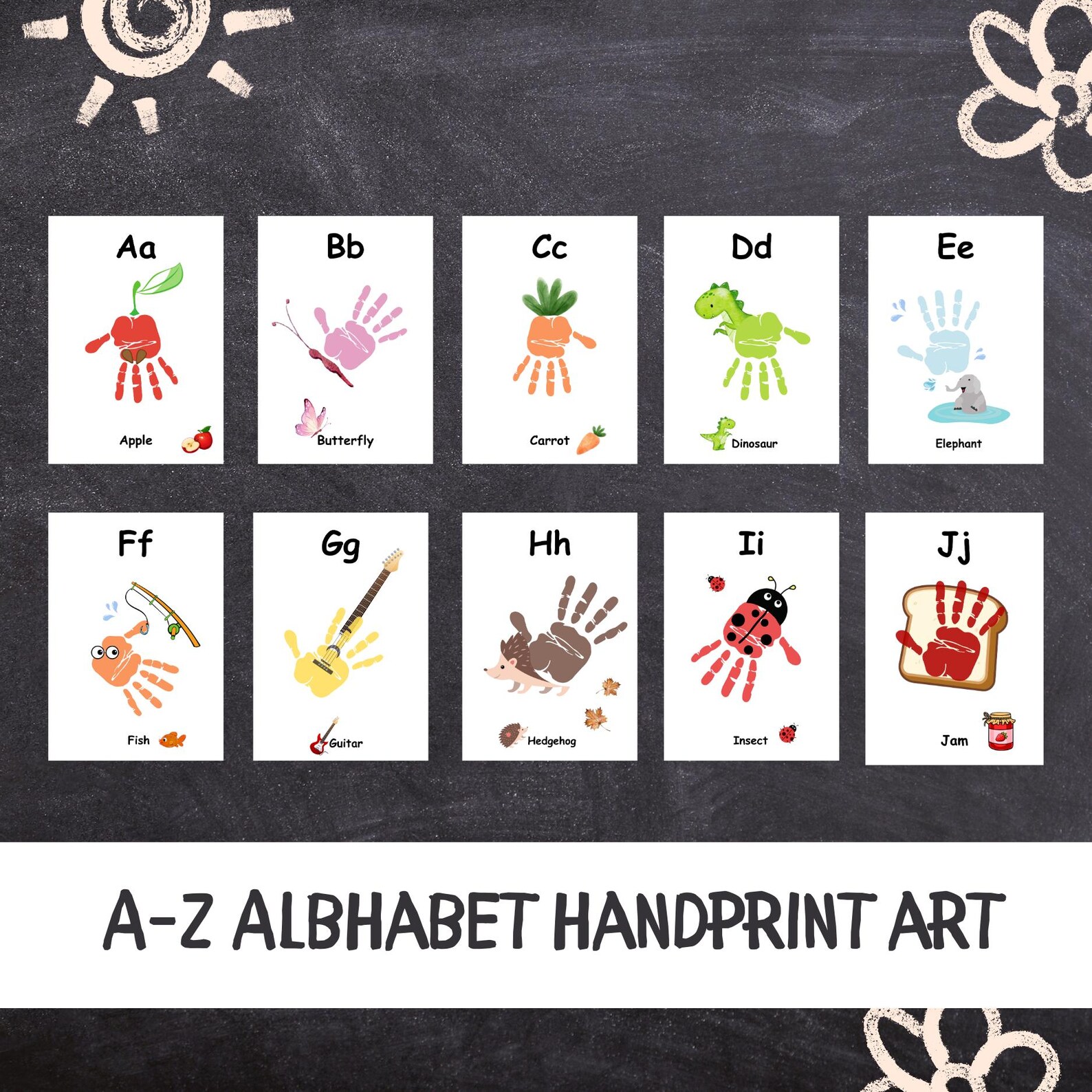 A-Z ABC Alphabet Handprint Craft Art Phonic Book / Baby Toddler Child ...