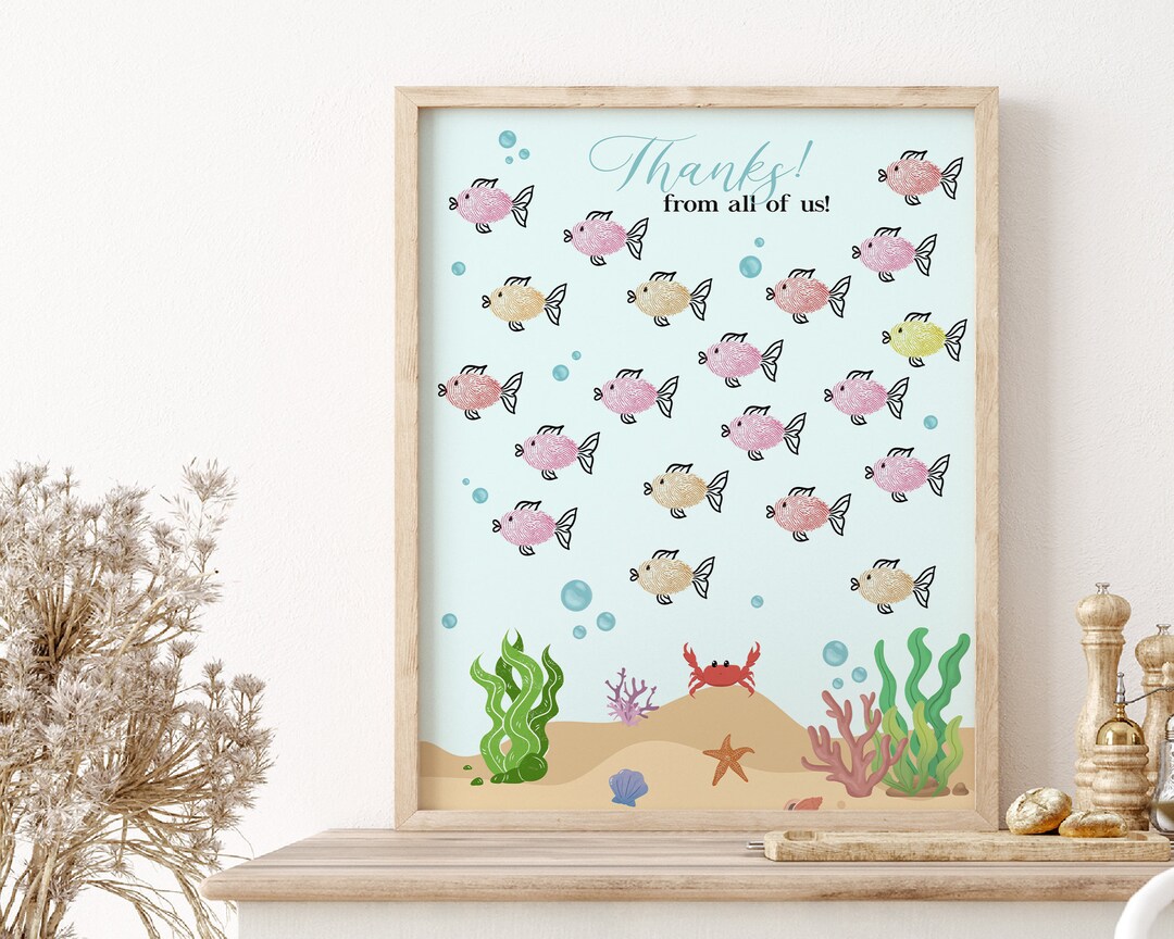 Fingerprint Fish Underwater Teacher Appreciation Gift, DIY Printable ...