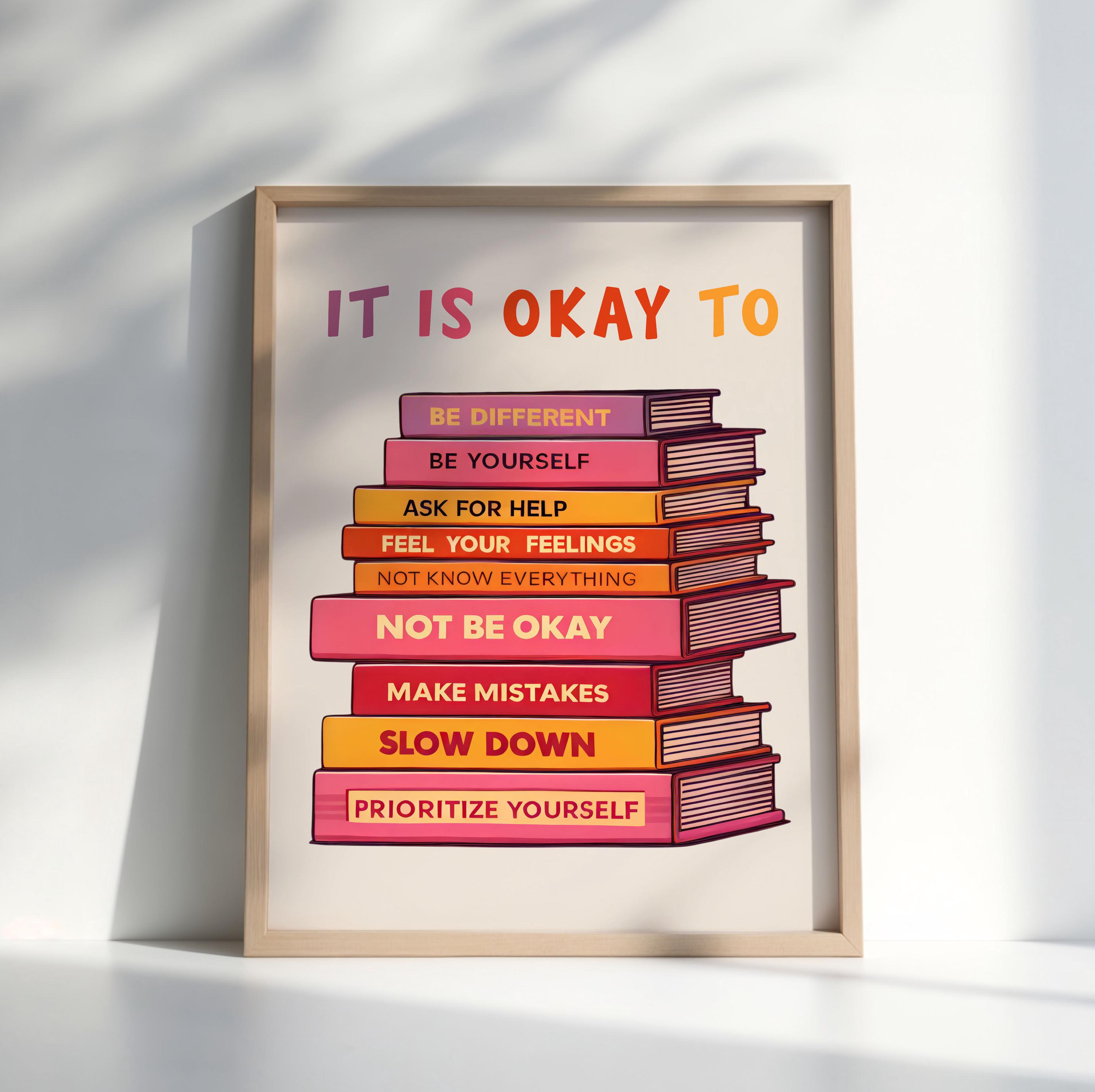 It's Okay to | School Counselor Office Poster Therapist Bookworm Decor ...