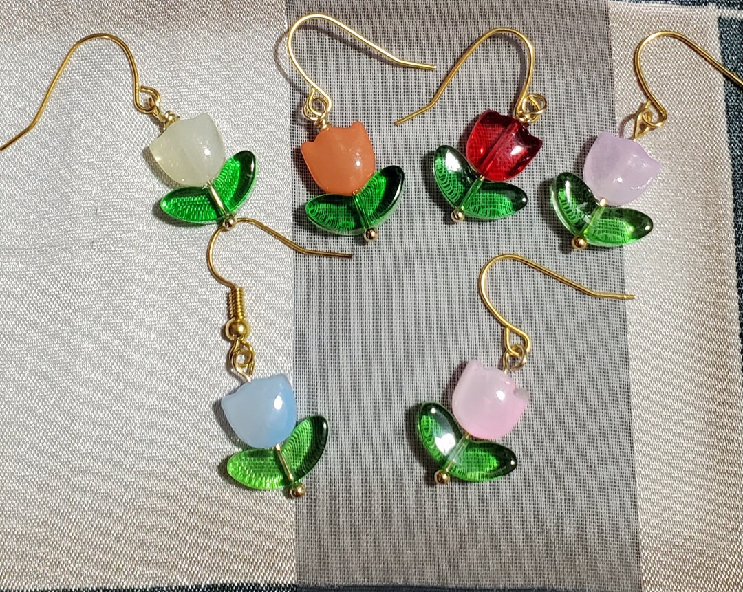 Tulip Flower Earrings Tulip Festival Handmade Earrings Dangle Drop Earrings Dainty Flower ...