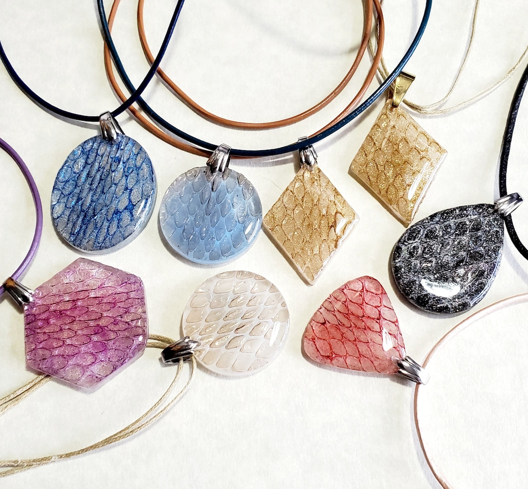 Real Snake Skin Pendant Leather Necklace Resin Necklace Handmade ...