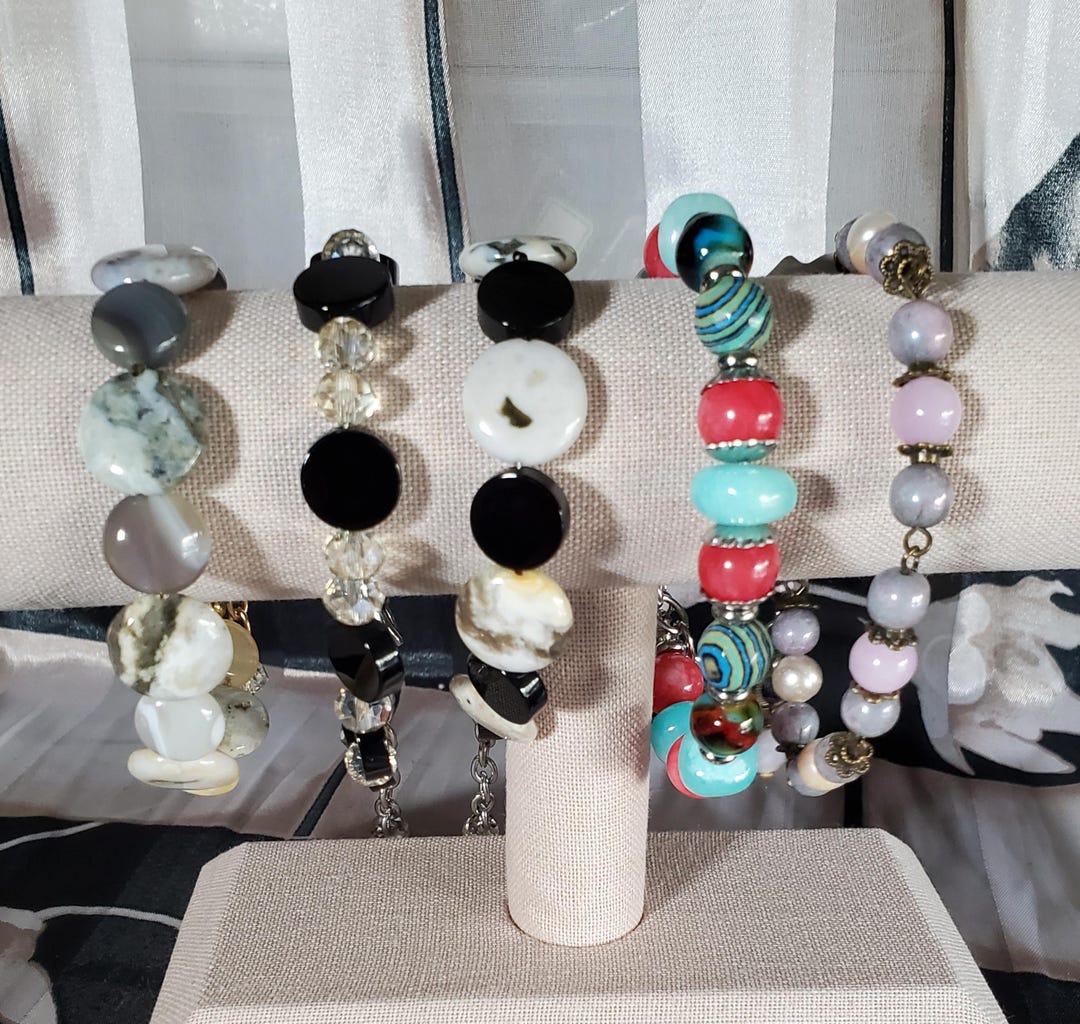 Adjustable Size Bracelets Natural Stone/czech Glass Bracelets Handmade ...
