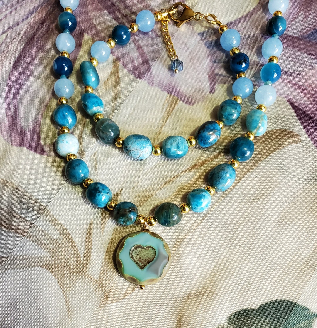 Matching Necklace and Bracelet Set Beaded Necklace Heart Pendant ...