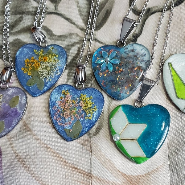 Resin Heart Pendant - Etsy