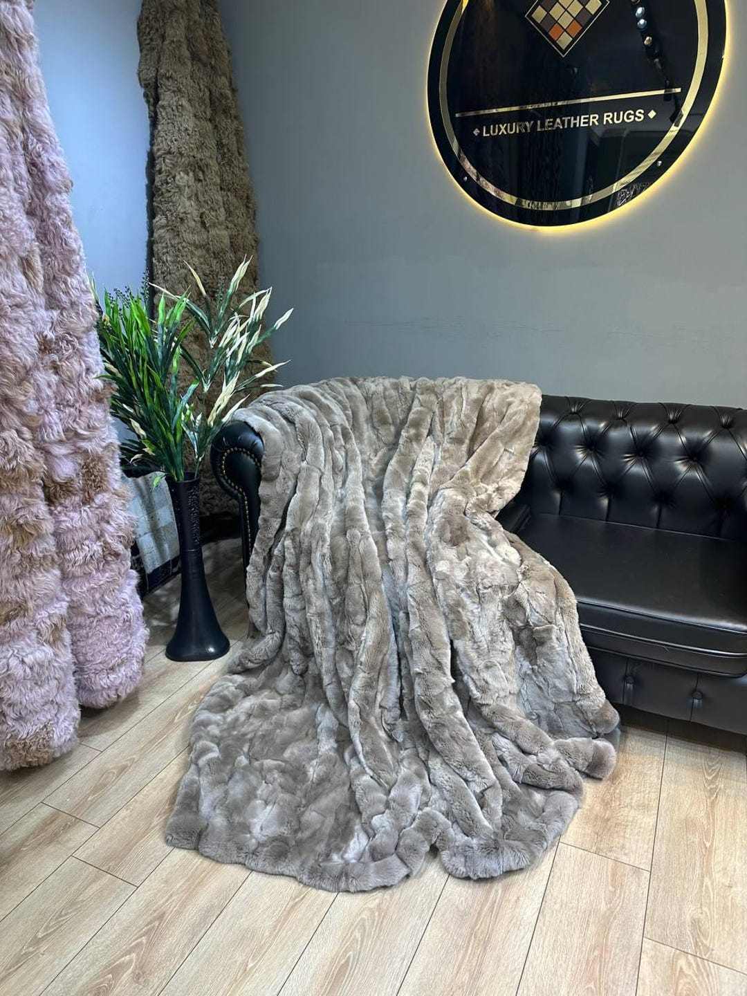 Handmade Real Rabbit Fur Blanket Throw | Personalized Handmade Fur Sofa ...