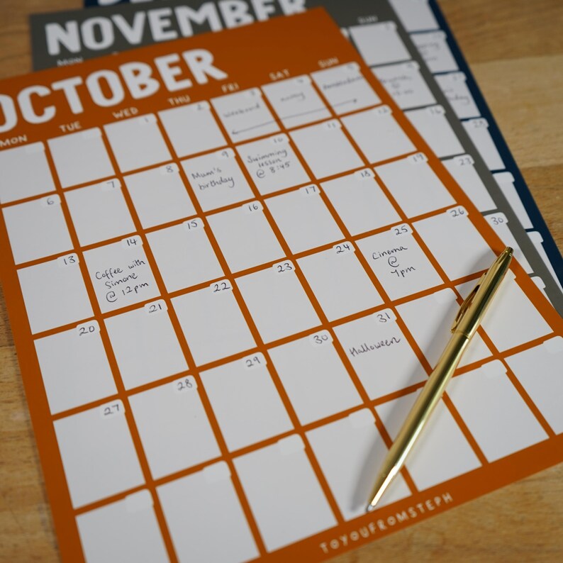 Large Undated Wall Planner | Bold | 12 X A4 - Etsy