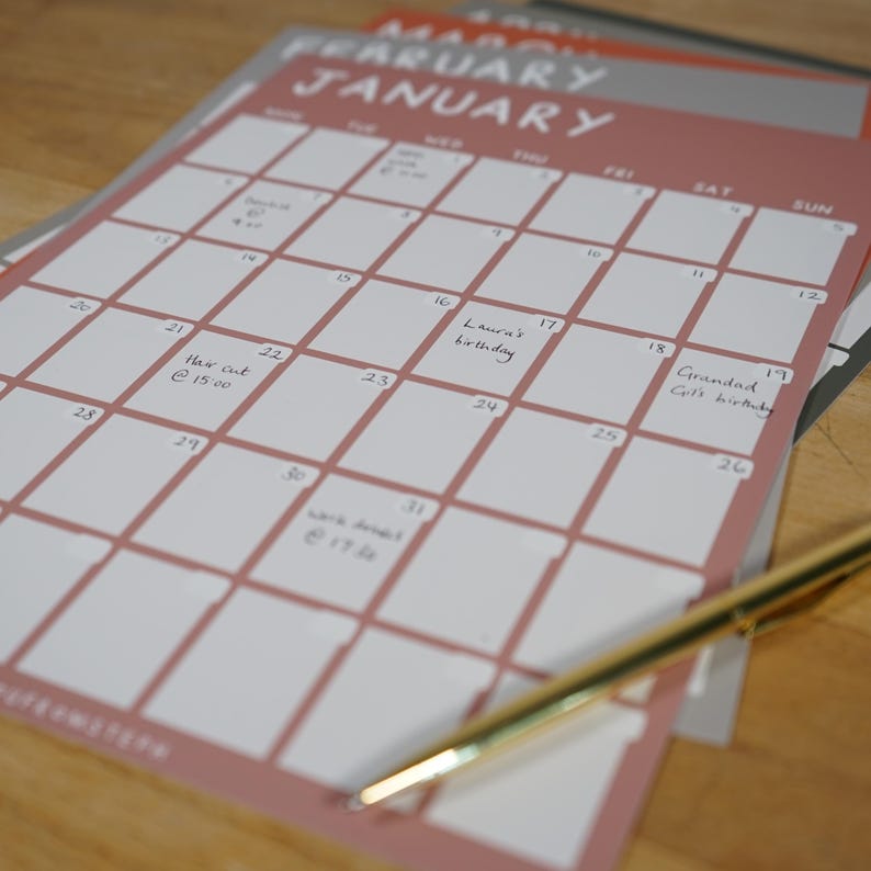 Large Undated Wall Planner | Earthy | 12 X A4 - Etsy