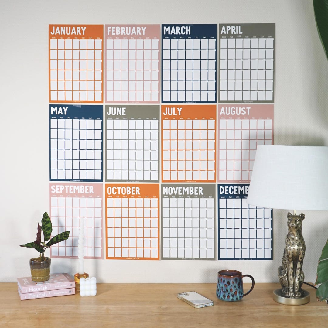 Large Undated Wall Planner | Bold | 12 X A4 - Etsy