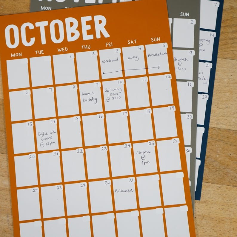 Large Undated Wall Planner | Bold | 12 X A4 - Etsy