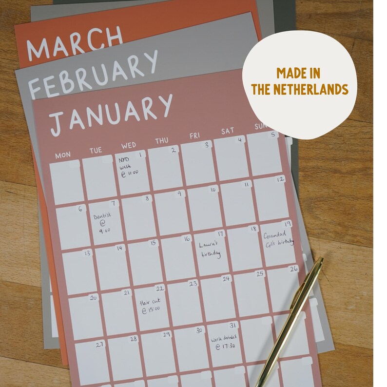 Large Undated Wall Planner | Earthy | 12 X A4 - Etsy