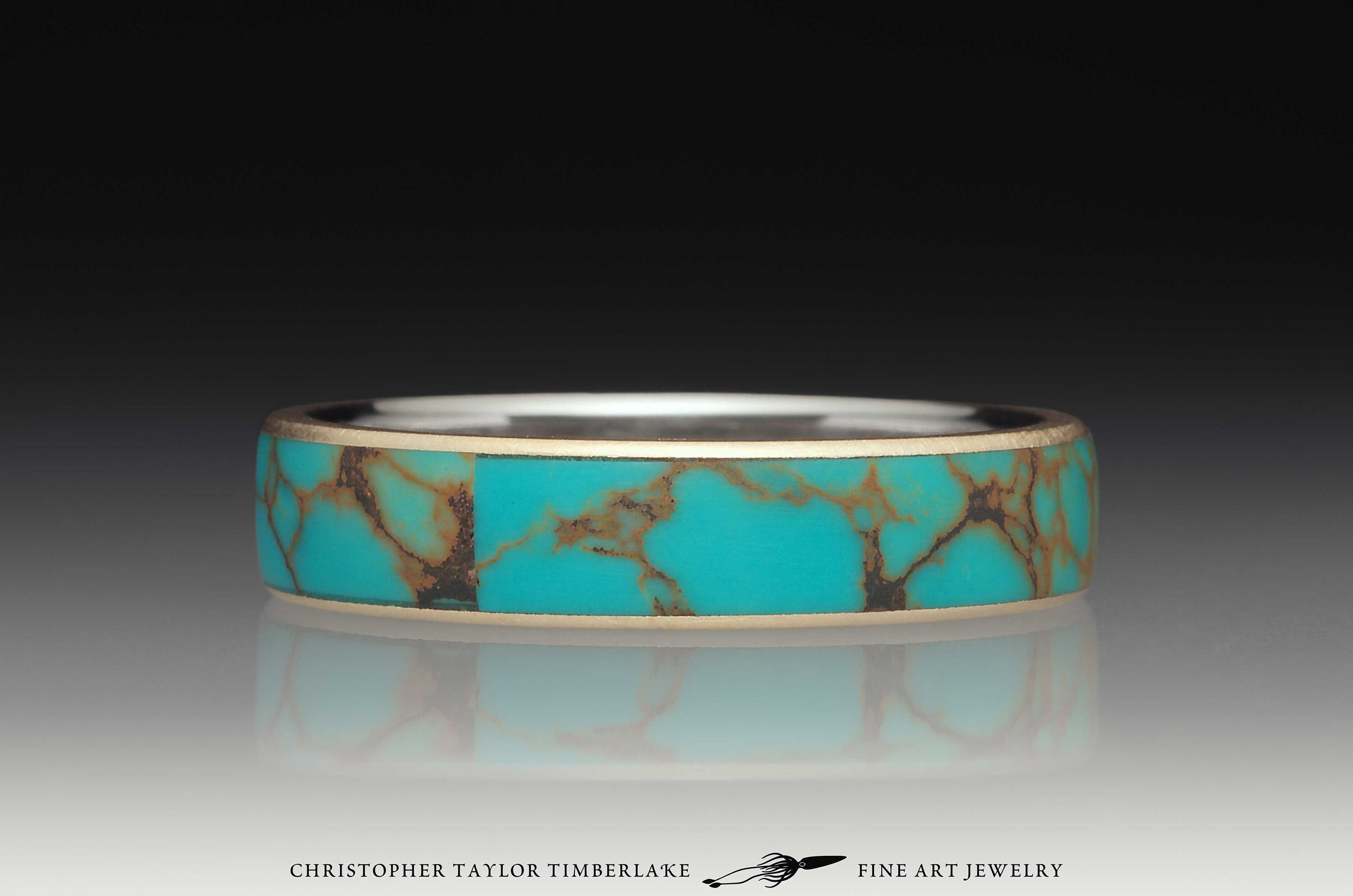Turquoise Inlay Ring With 14K Yellow Gold - Etsy