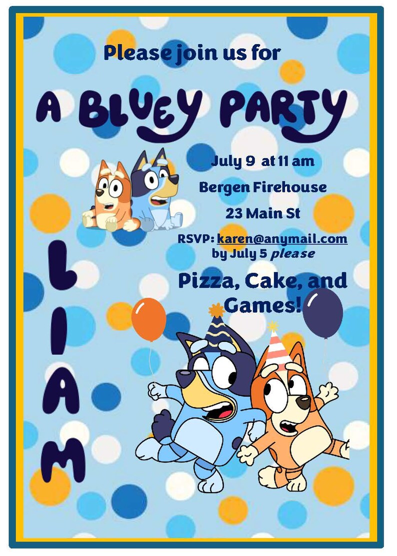Bluey Birthday Invitations - Etsy