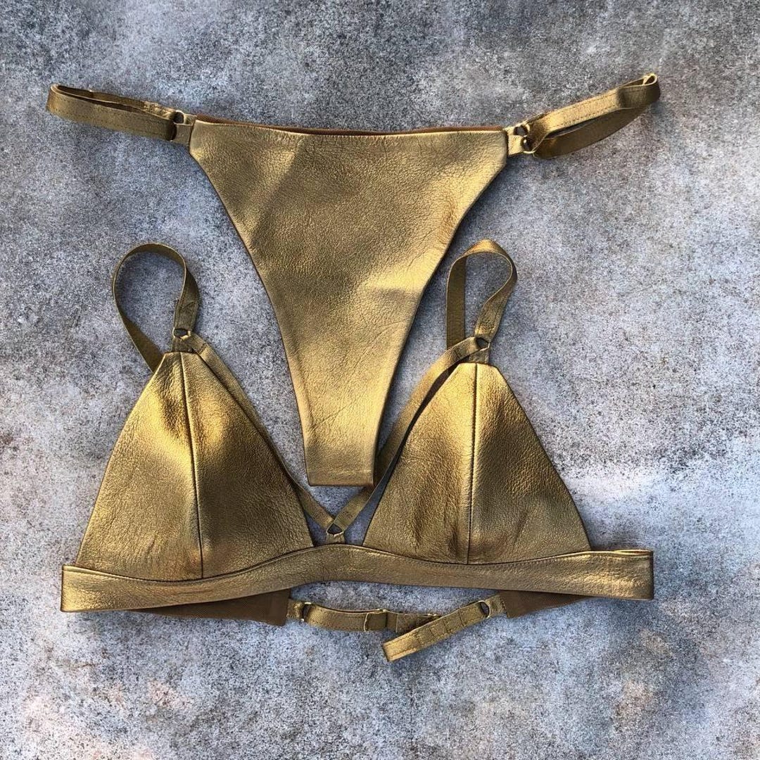 Genuine Leather Lingerie, Real Leather Underwear, Leather Bra, Leather ...