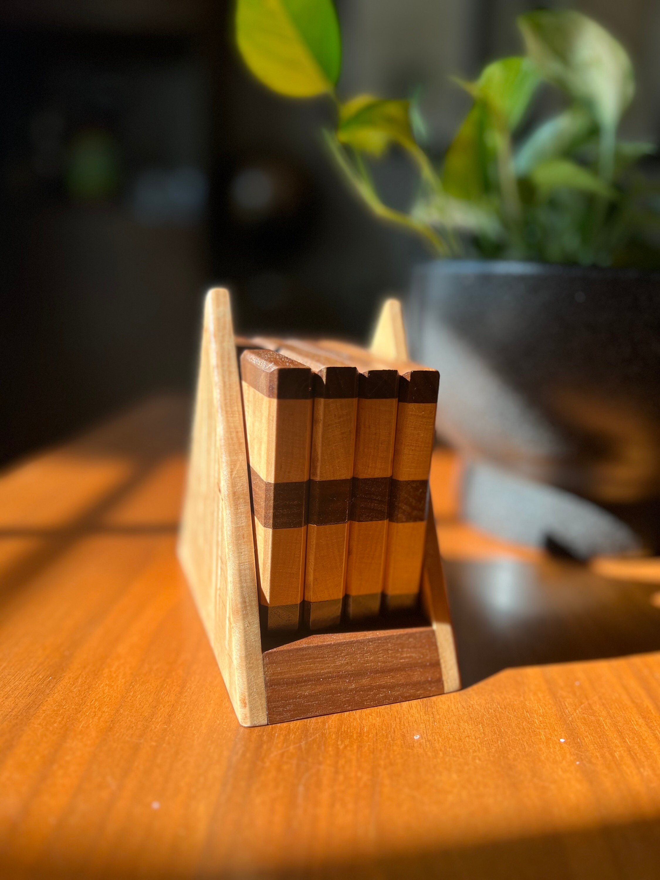 Handmade Wooden Coasters With Holder - Etsy