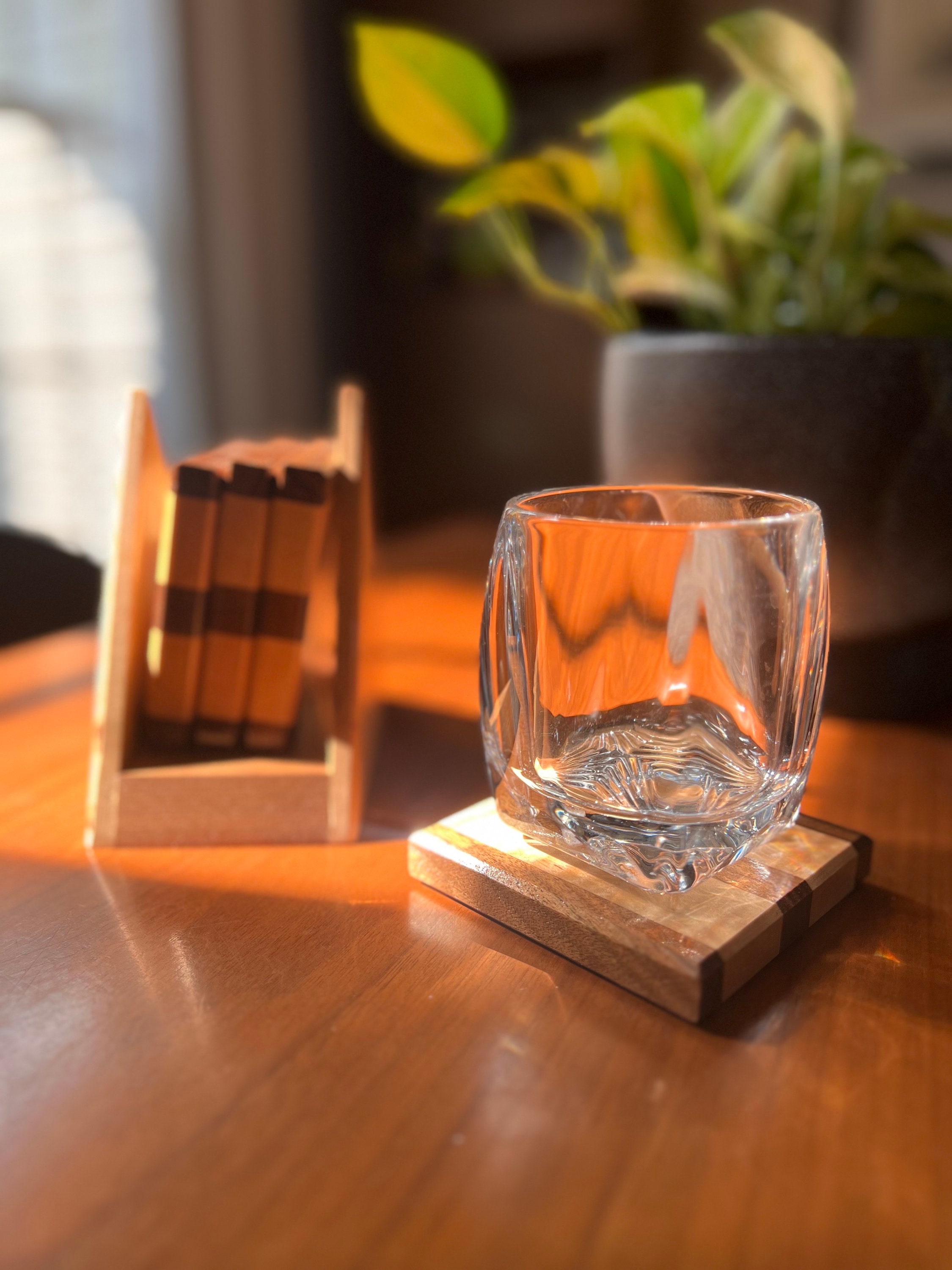 Handmade Wooden Coasters With Holder - Etsy