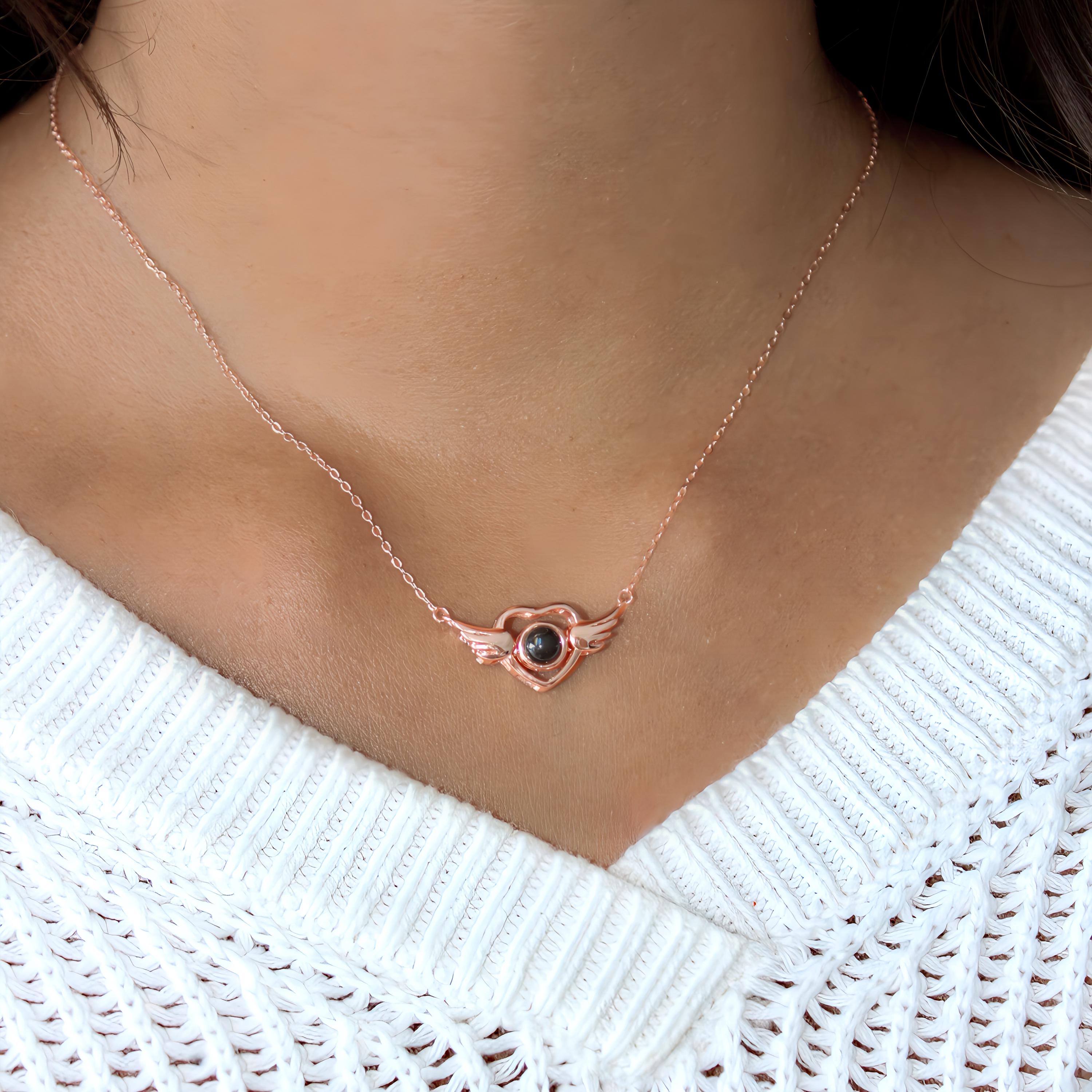 Projection Jewelry With Custom Photo, Memorial Pendant Heavenly Love ...