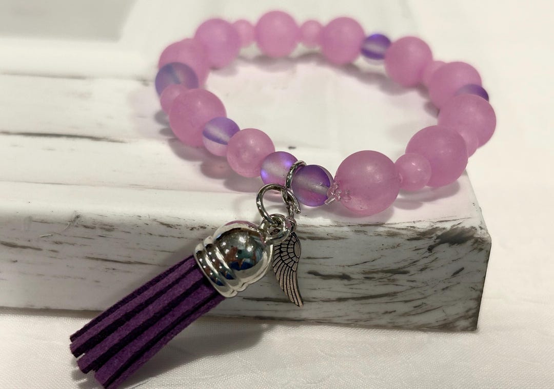 Frosted Lavender Moonstone Leather Tassel Bracelet - Etsy