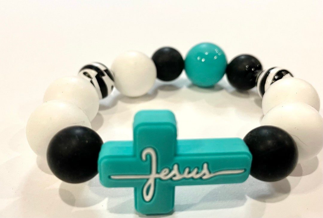 Cross and Zebra Print Silicone Stretch Bracelet - Etsy