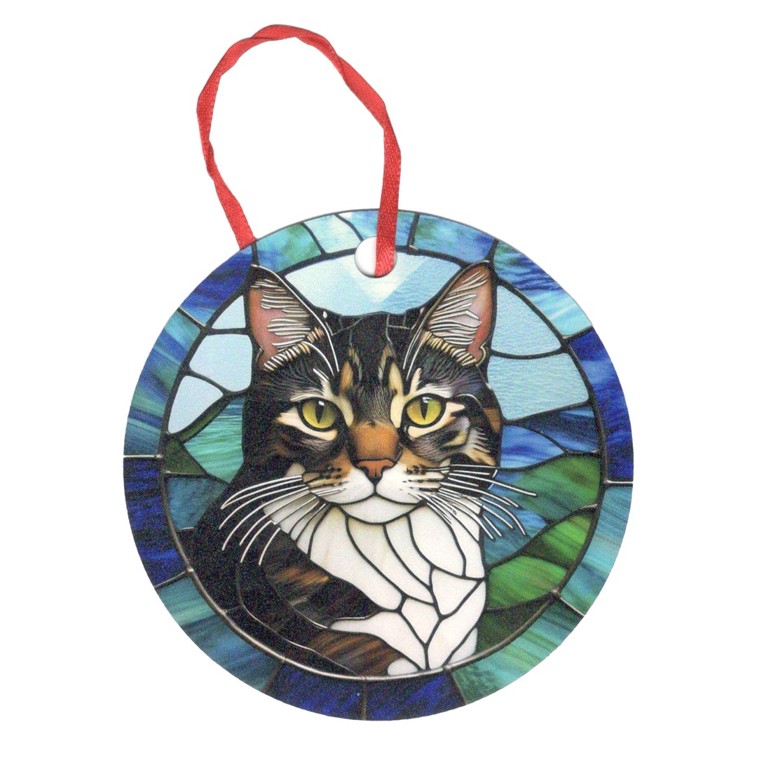 Mackerel Tabby Cat Design Holographic Dog Ornament - Etsy