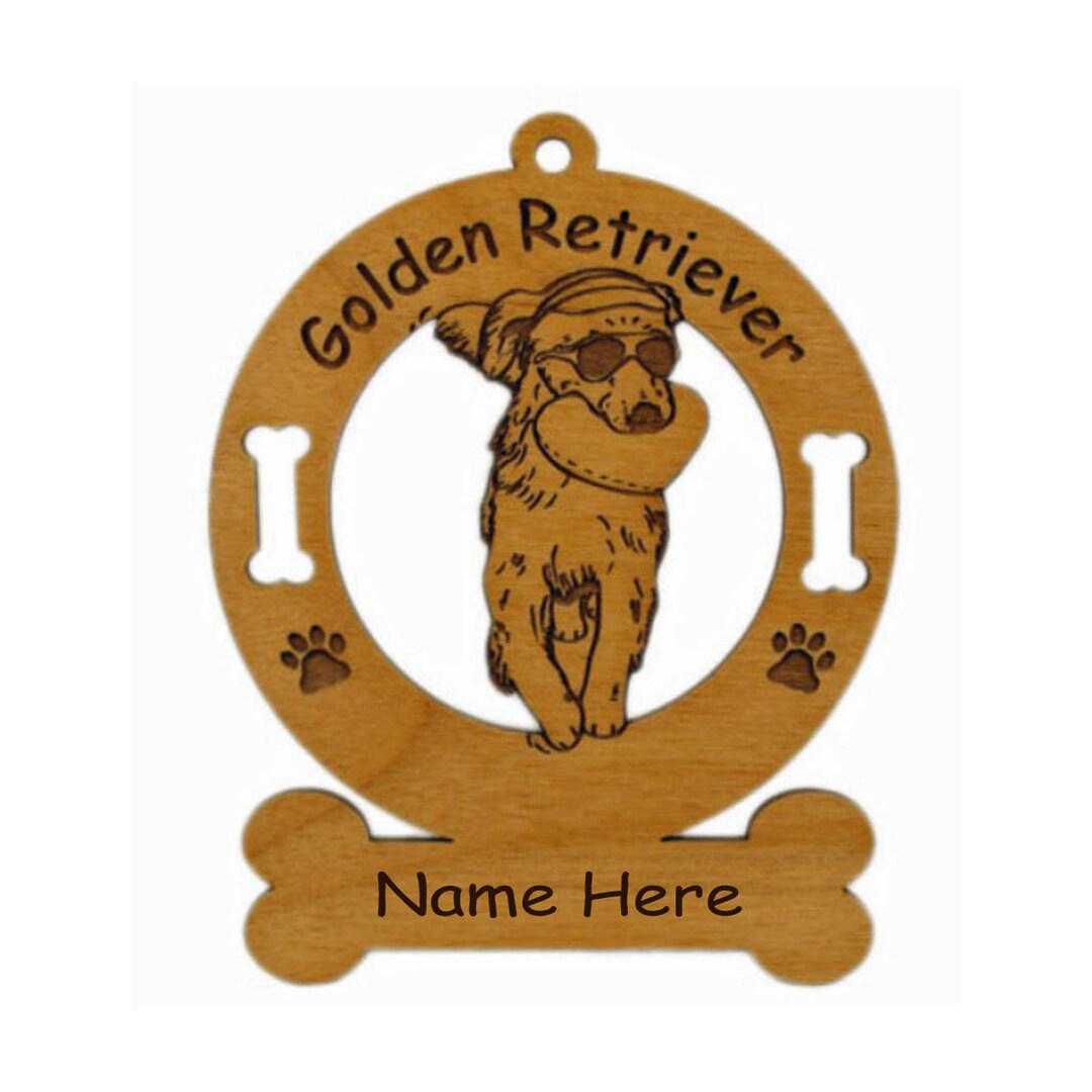 Golden Retriever Playing Frisbee Dog Ornament Personalized With Your ...