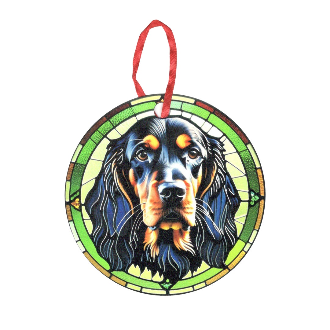 Gordon Setter Stained Glass Design Holographic Ornament - Etsy