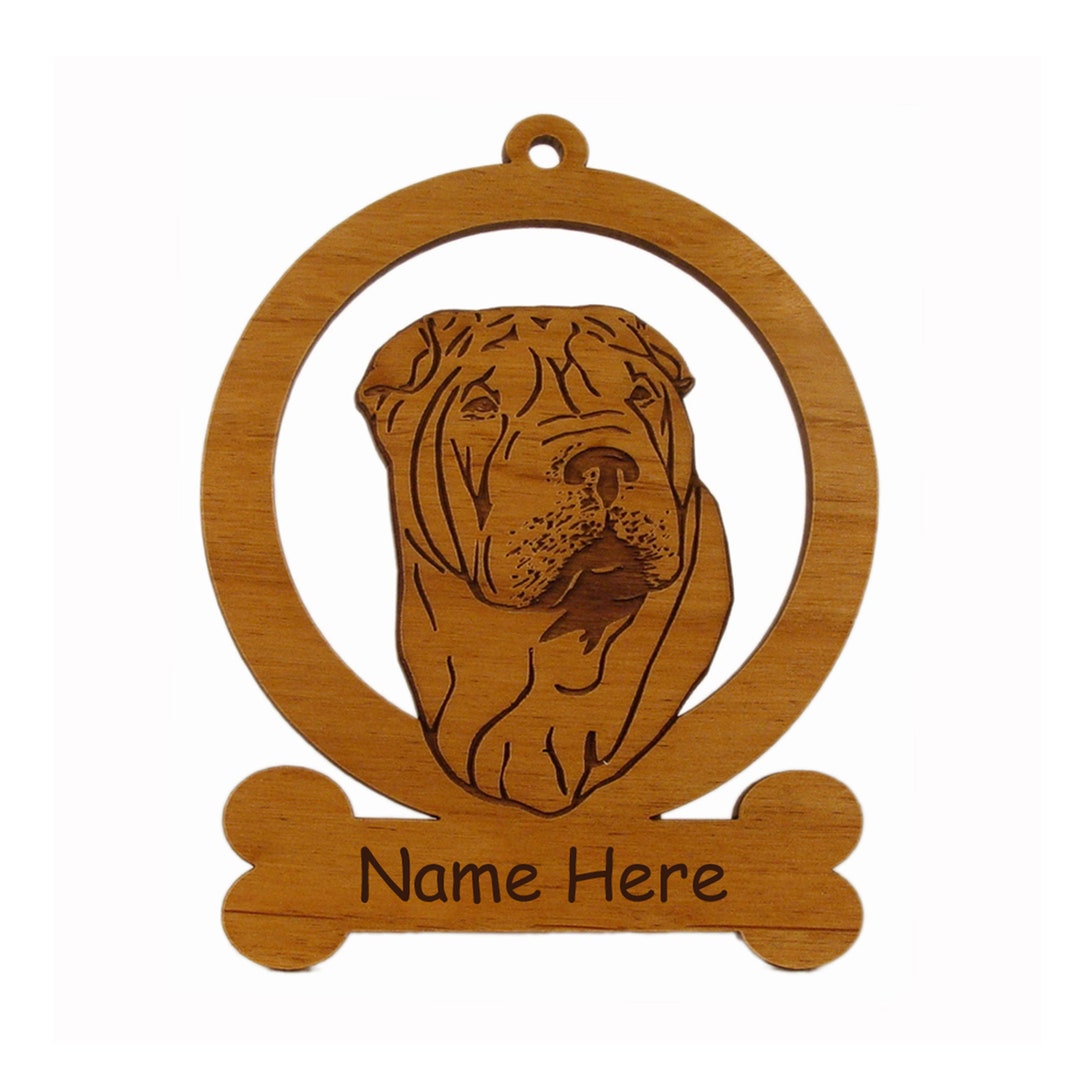 Shar Pei (head) Dog Ornament Personalized With Your Dog's Name 083919 ...
