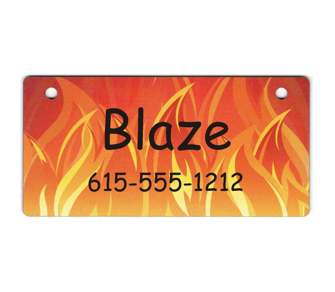 Fire Design Crate Tag Personalized With Your Dog's Name - Etsy