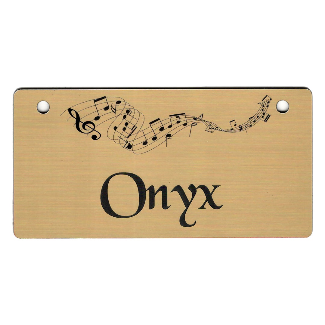 Musical Notes on Gold Design Crate Tag Personalized With Your Dog's ...