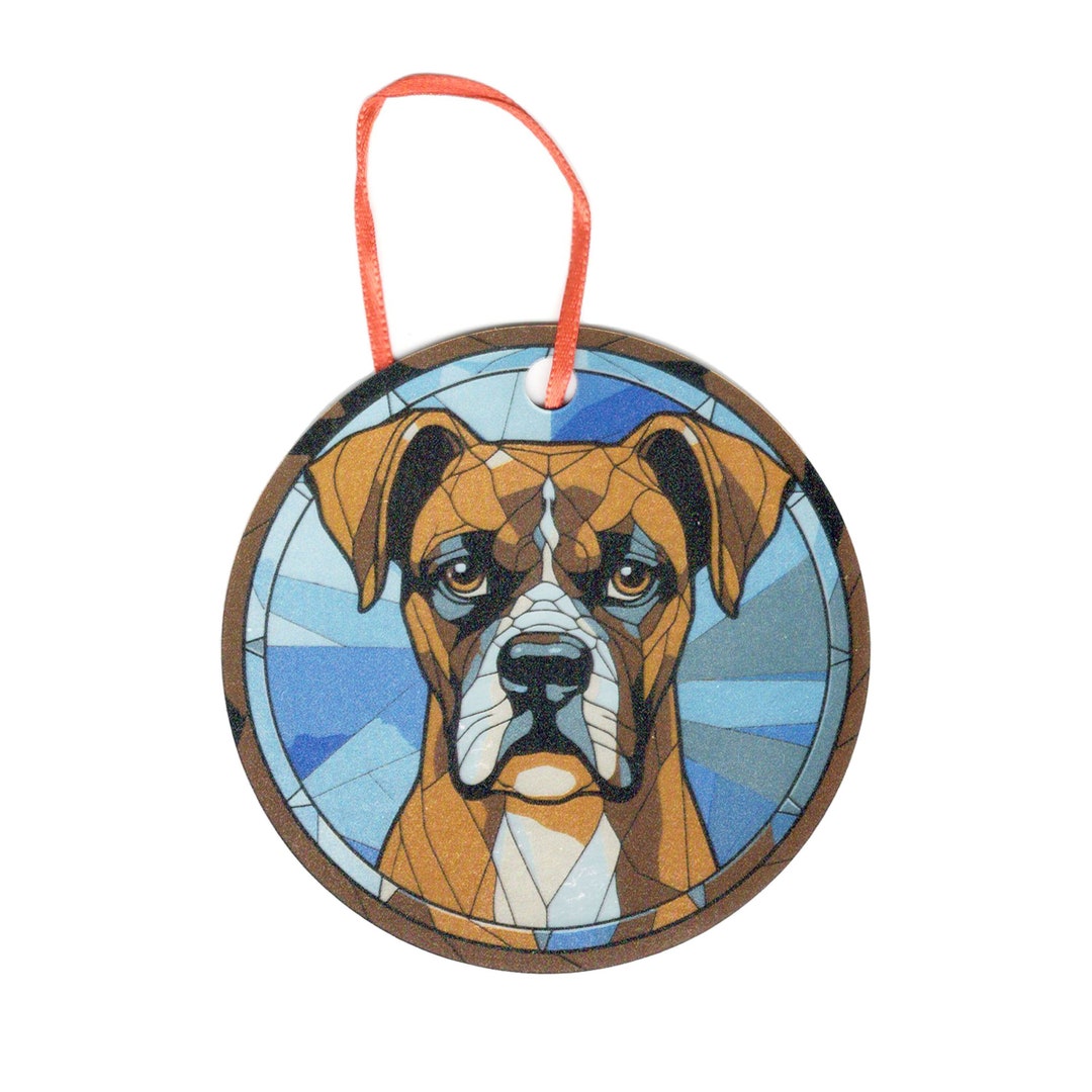 Boxer Stained Glass Design Holographic Ornament - Etsy