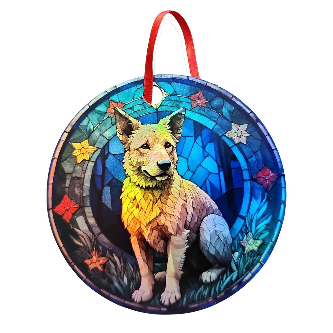 Berger Picard Sitting Blue Background Holographic Dog Ornament - Etsy