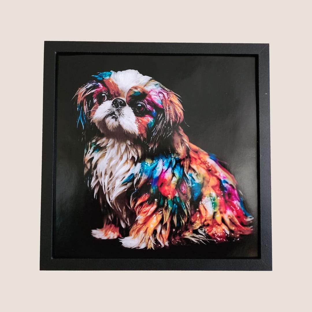 Shih Tzu Pop Art 12 Inch by 12 Inch Framed Wall Art - Made in USA - Etsy