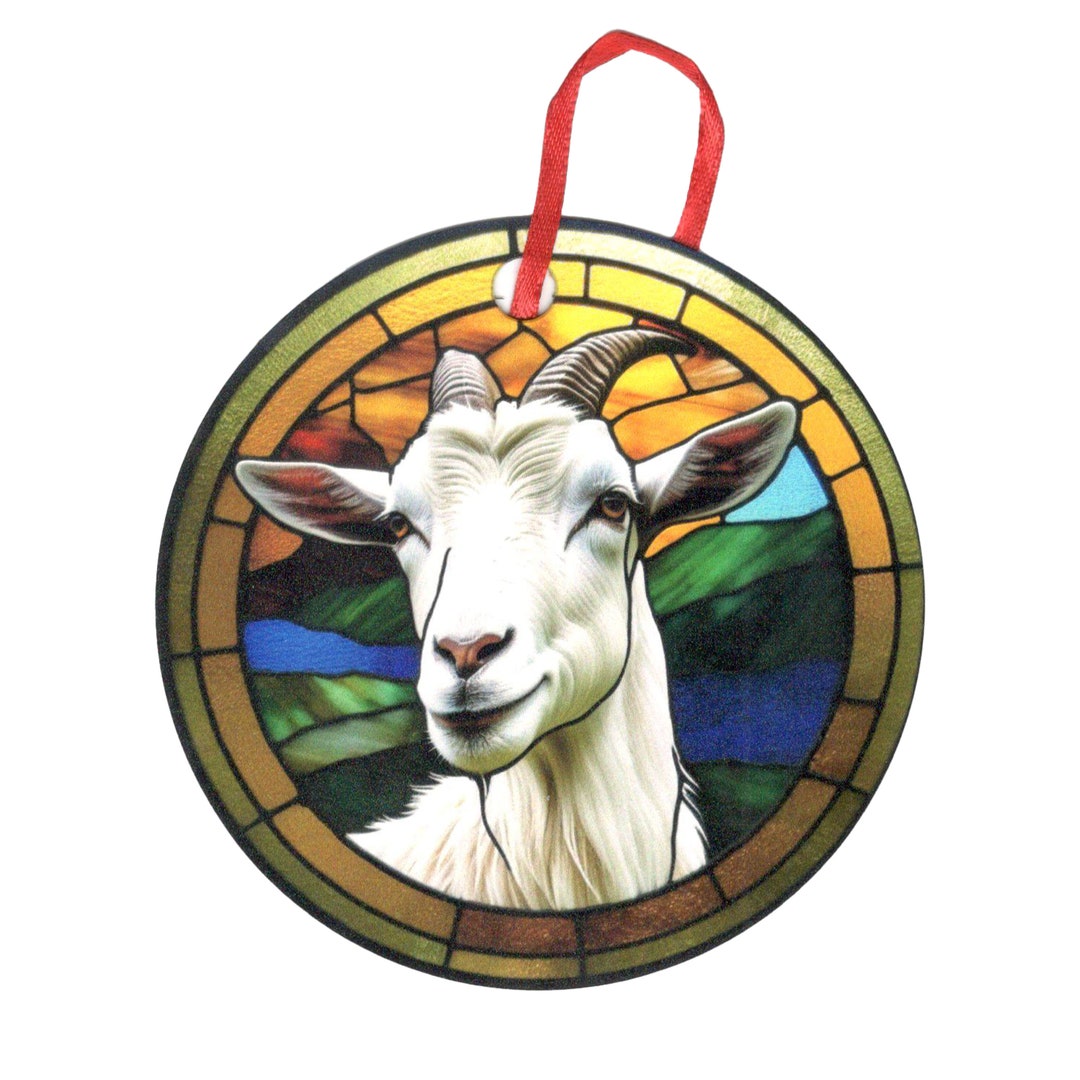 Toggenburg Goat Stained Glass Design Holographic Ornament - Etsy