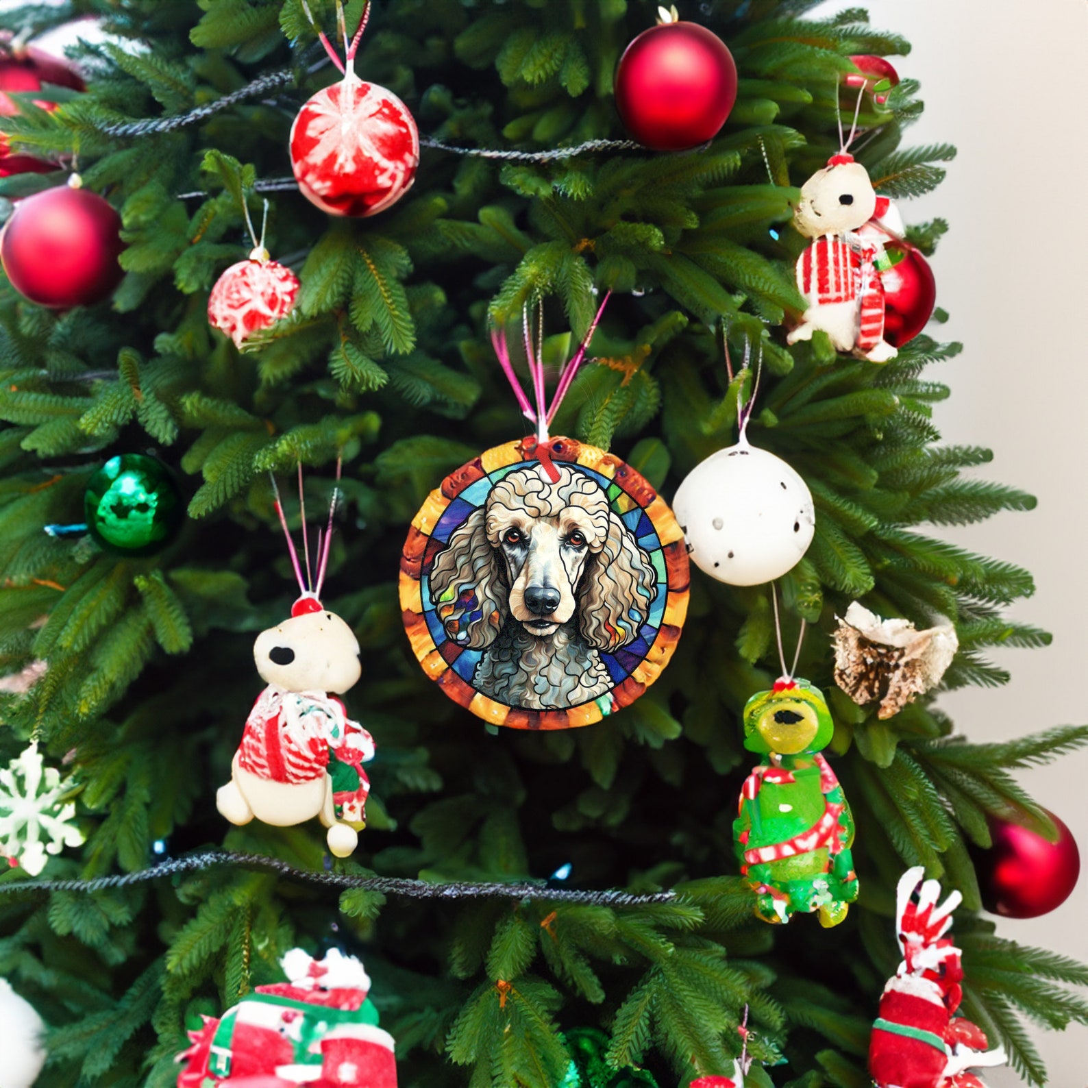 Standard Poodle Stained Glass Design Holographic Ornament - Etsy