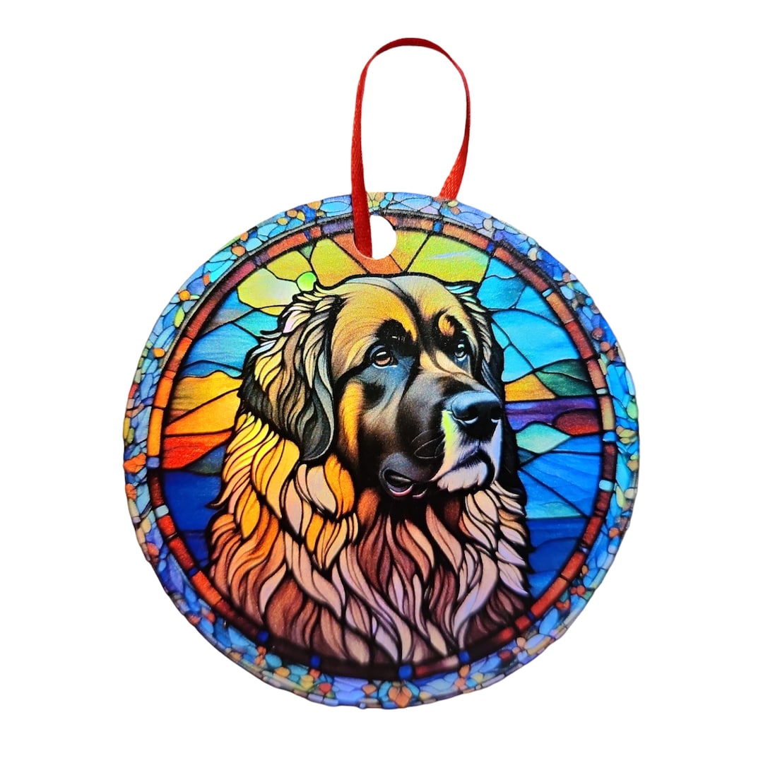 Leonberger #1 Stained Glass Design Holographic Ornament - Etsy