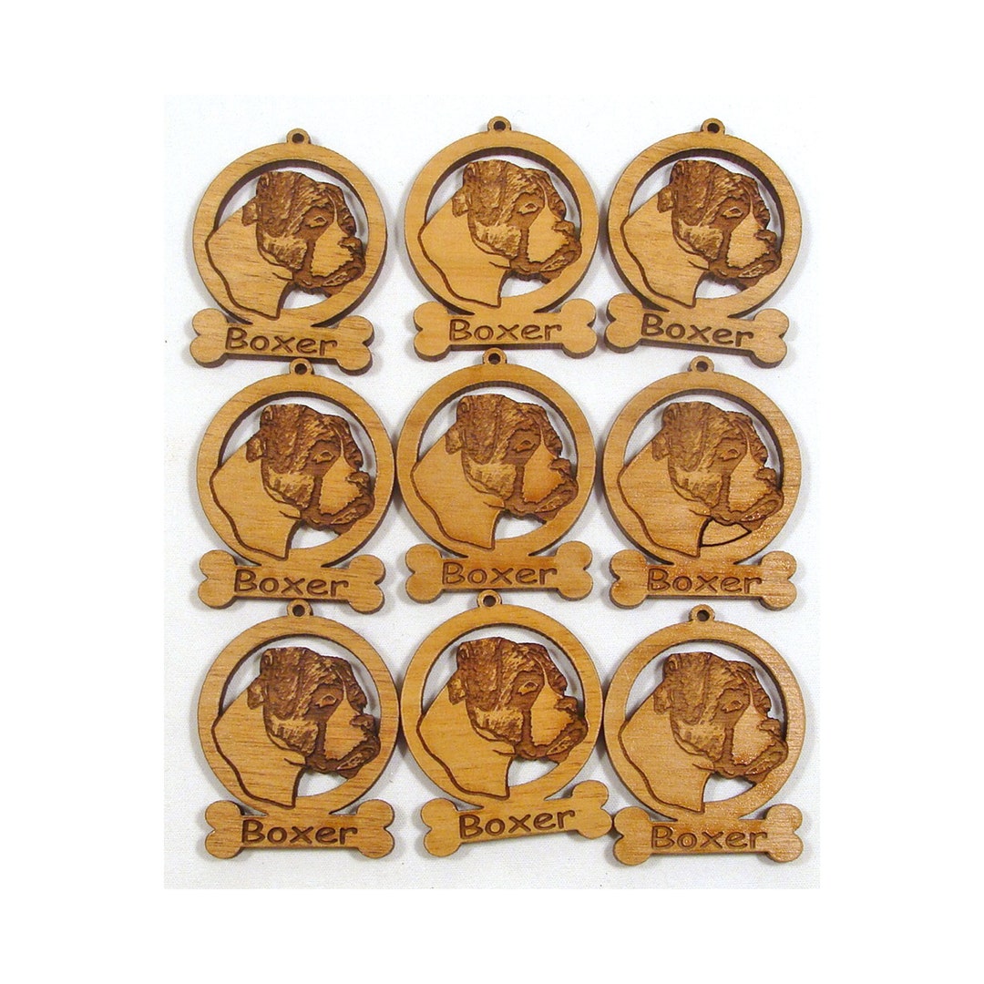 Boxer Uncropped Mini Dog Ornaments Box of 9 - Etsy