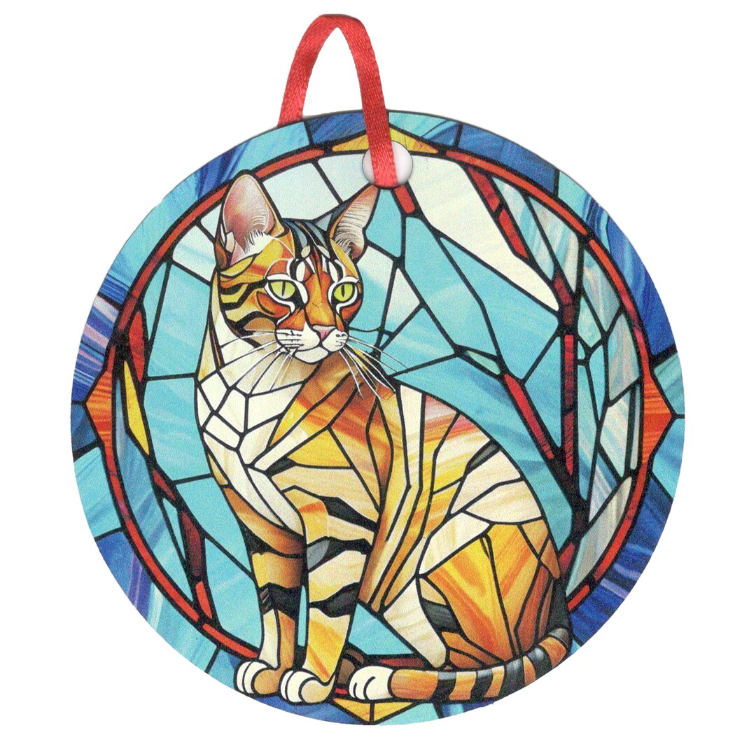 Toyger Cat Sitting 4 With Background Holographic Ornament - Etsy