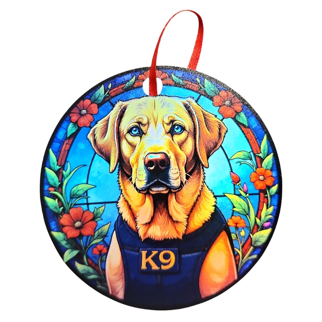 Yellow Labrador K9 Design Holographic Dog Ornament #2 - Etsy