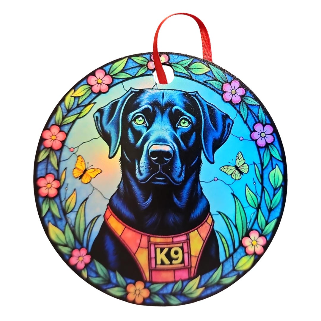 Black Labrador K9 Design Holographic Dog Ornament #1 - Etsy