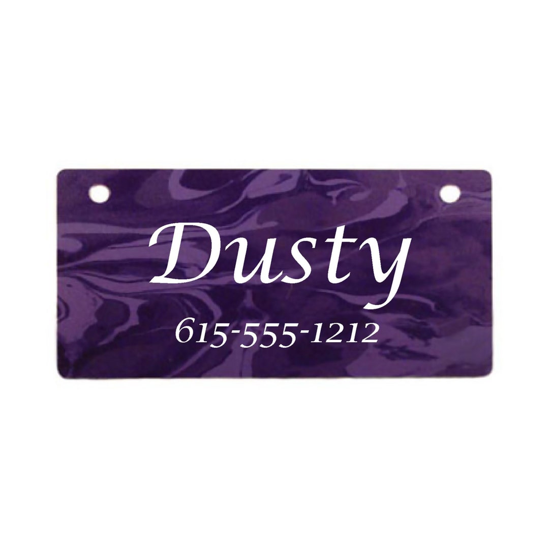 Deep Purple Marble Design Crate Tag Personalized With Your Dog's Name ...