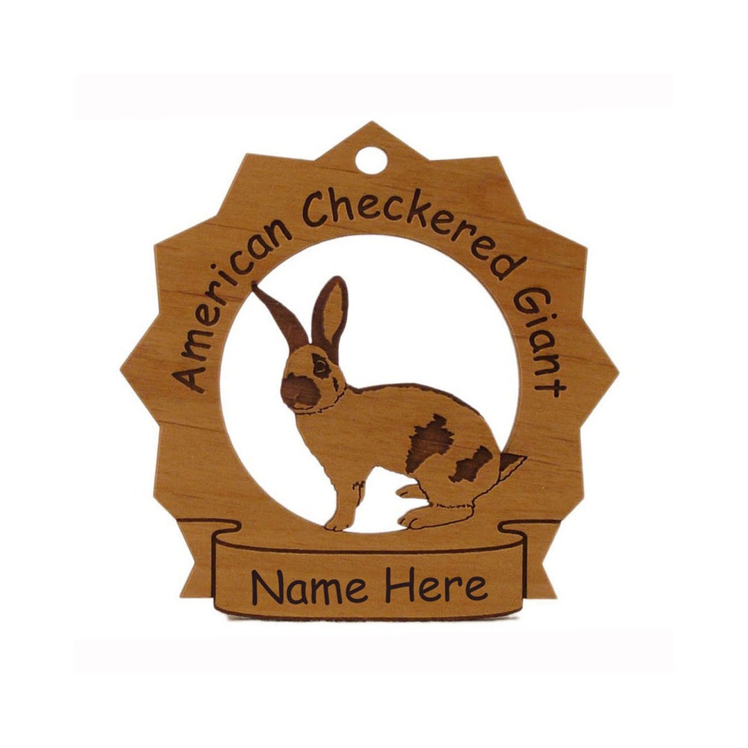 American Checkered Giant Rabbit Wood Ornament Personalized With Your ...