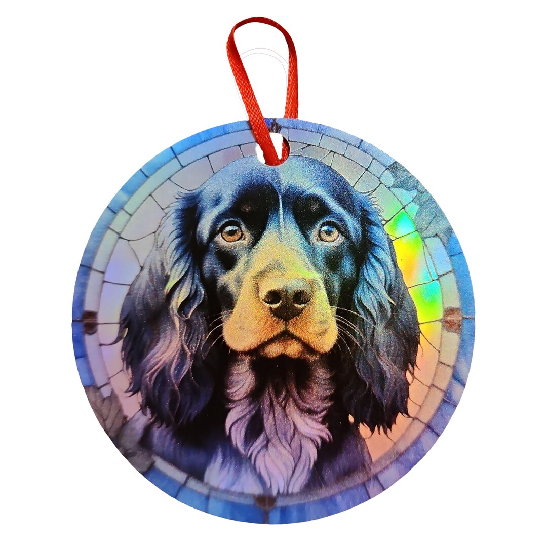 Field Spaniel - Blue Roan - Blue Gray Holographic Dog Ornament - Etsy