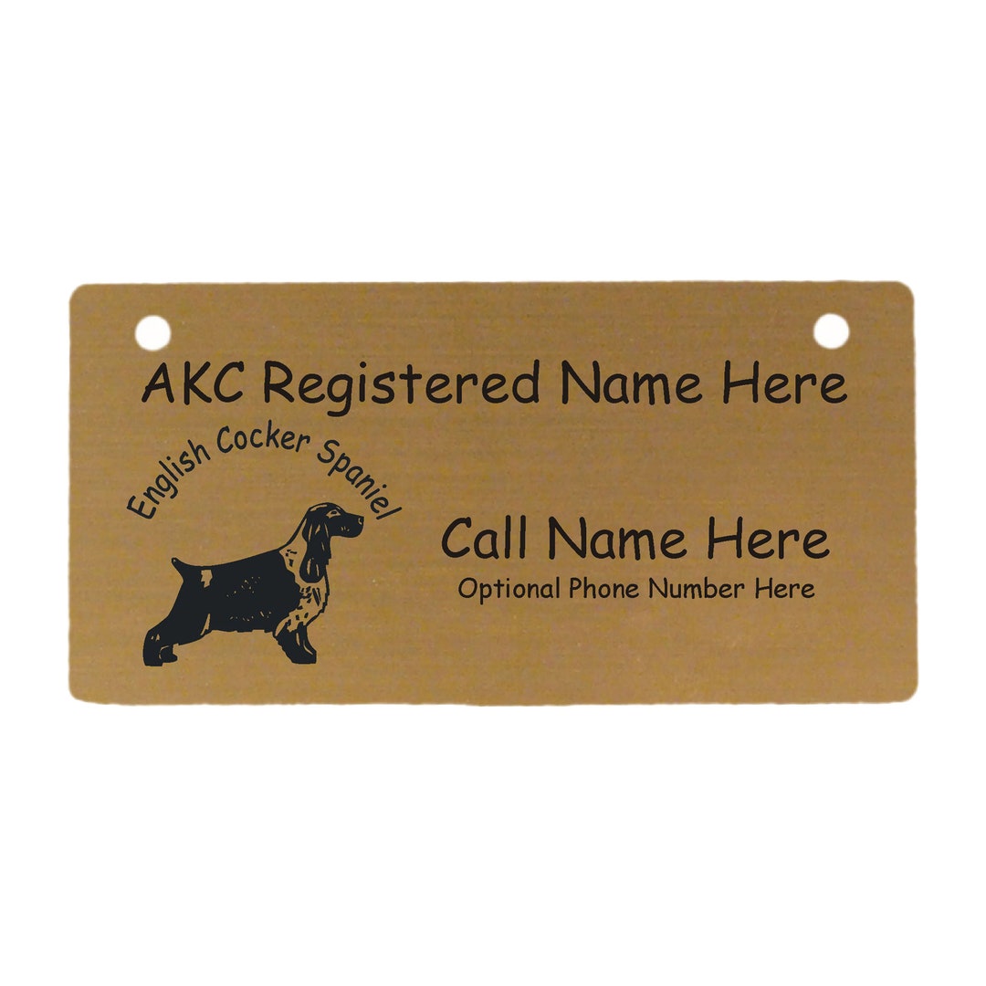 English Cocker Spaniel Crate Tags- Choice of 2 Designs- Personalized ...