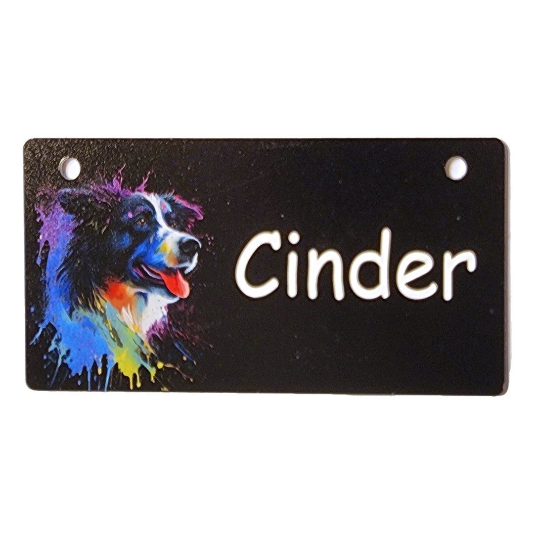 Border Collie Splash Art Design Crate Tag Personalized With Your Dog's ...