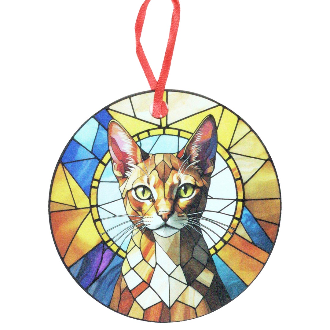 Abyssinian Cat Head Holographic Ornament - Etsy