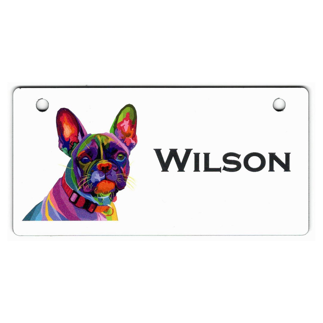 French Bulldog Facing Forward Watercolor Design Crate Tag Personalized ...
